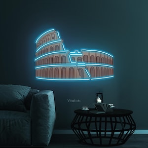 Colosseum Neon Sign Light, Rome Italy Decor, Unique Wall Art for Travel ...