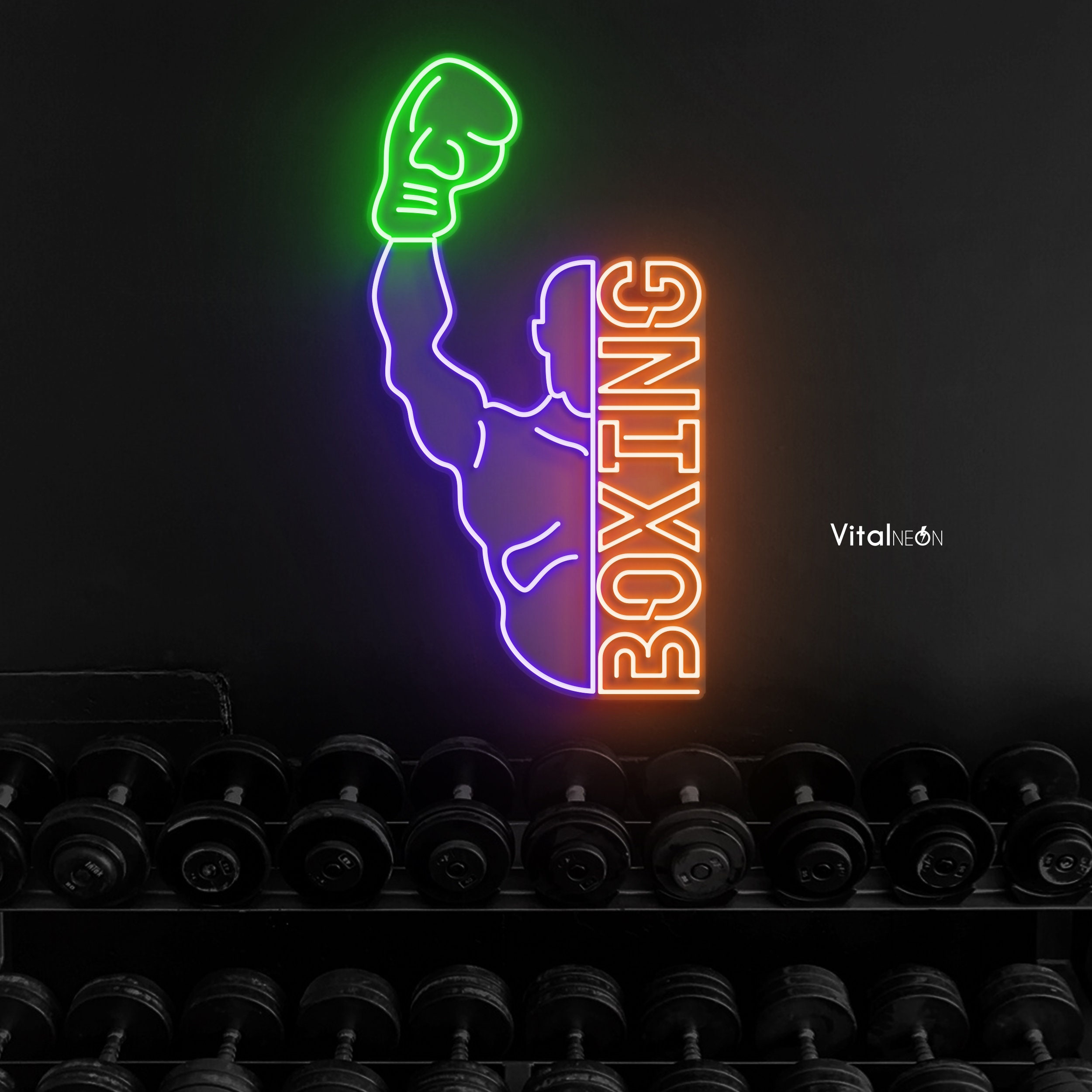 Boxing Man LED Neon Light, Room, Game Room, and Man Cave Decor, Custom ...