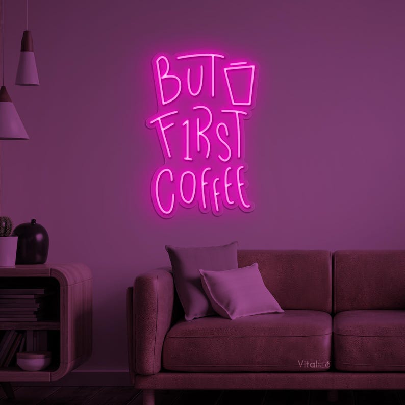 But First Coffee Neon Sign LED Light Cafe Bar Wall Art Kitchen Office ...
