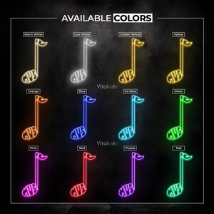 Music Note Neon Sign, Music Note LED Light, Music Room Wall Decor, DJ ...