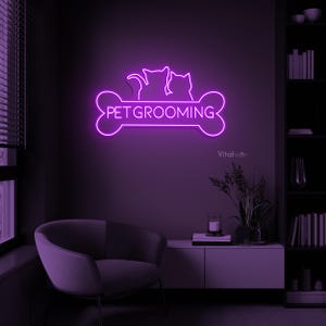 Pet Grooming Neon Sign, Pet Grooming LED Light, Dog Cat Pet Service ...