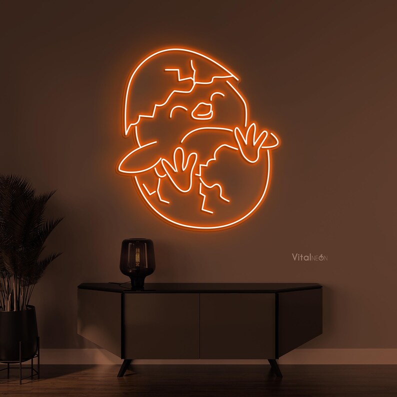 Hatching Chick Neon Sign, Hatching Chick LED Light, Chick Egg Shell ...