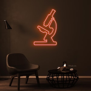 Microscope Neon Sign, Microscope LED Light, Scientist Wall Decor ...