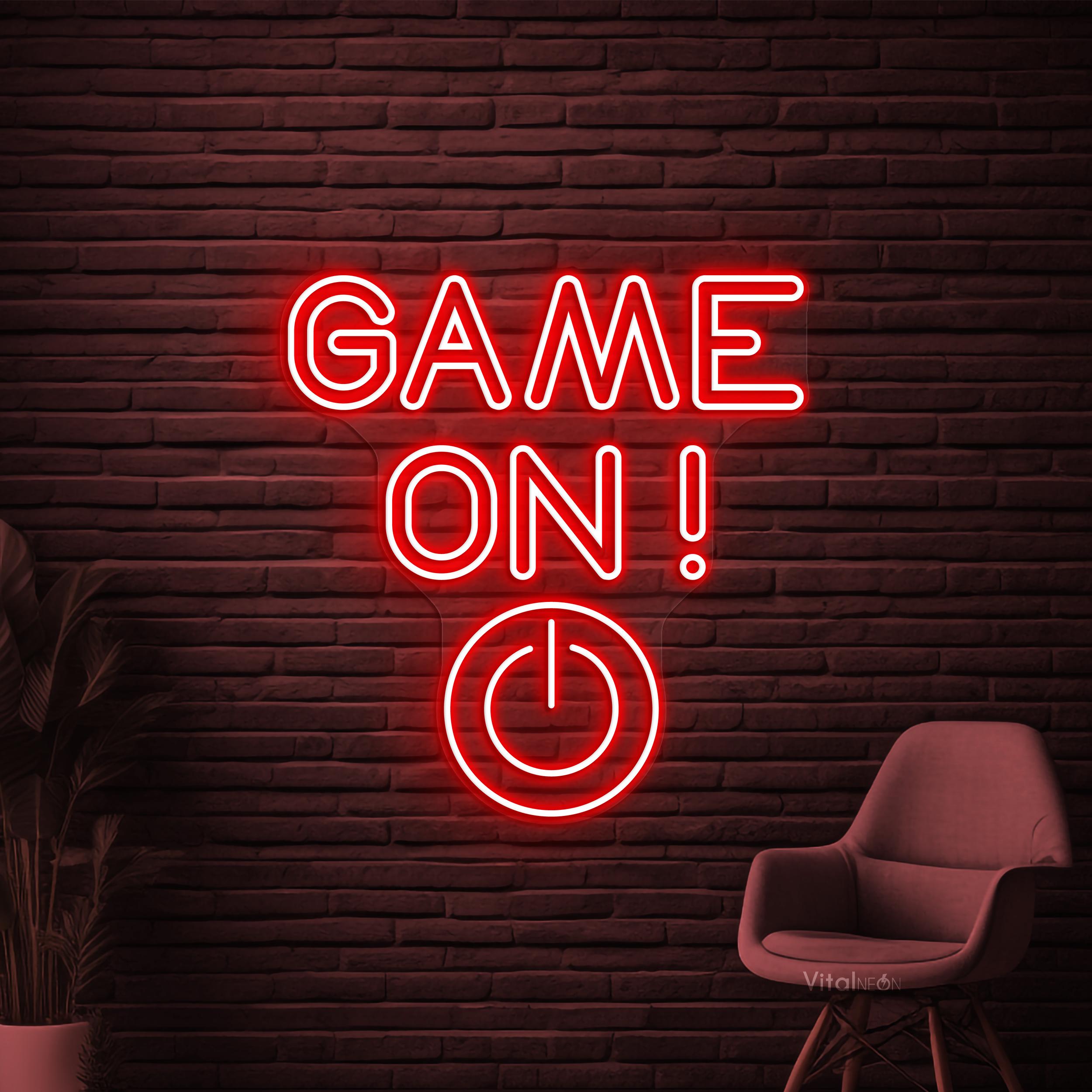 Game on LED Neon Sign, Personalized Boys Game Room Gift Art - Etsy