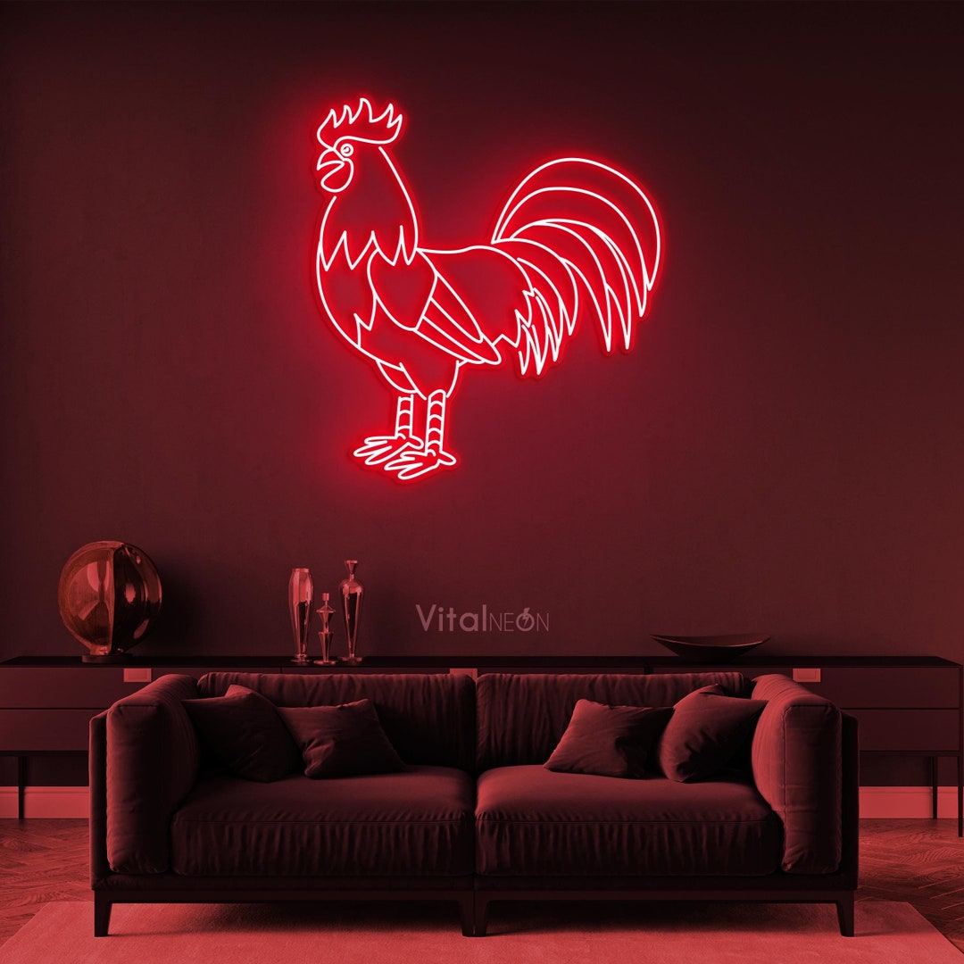 Rooster LED Neon Sign for Farmhouse Wall Decor, Ranch House, Chicken ...