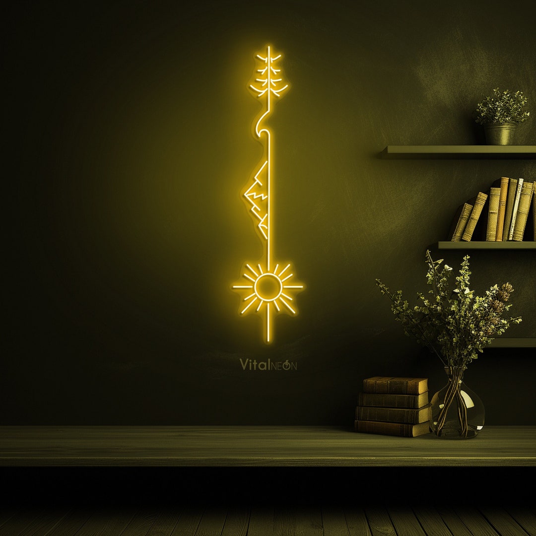 Mountain Neon Sign, Nature Hill View LED Light, Sunset Room Wall Art ...