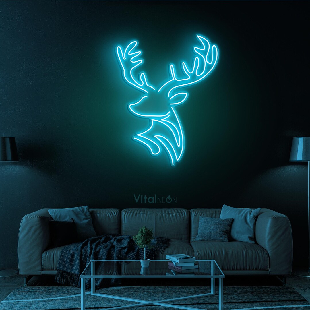 Deer Neon Sign, Deer LED Light, Santa Reindeer Wall Art, Christmas LED ...
