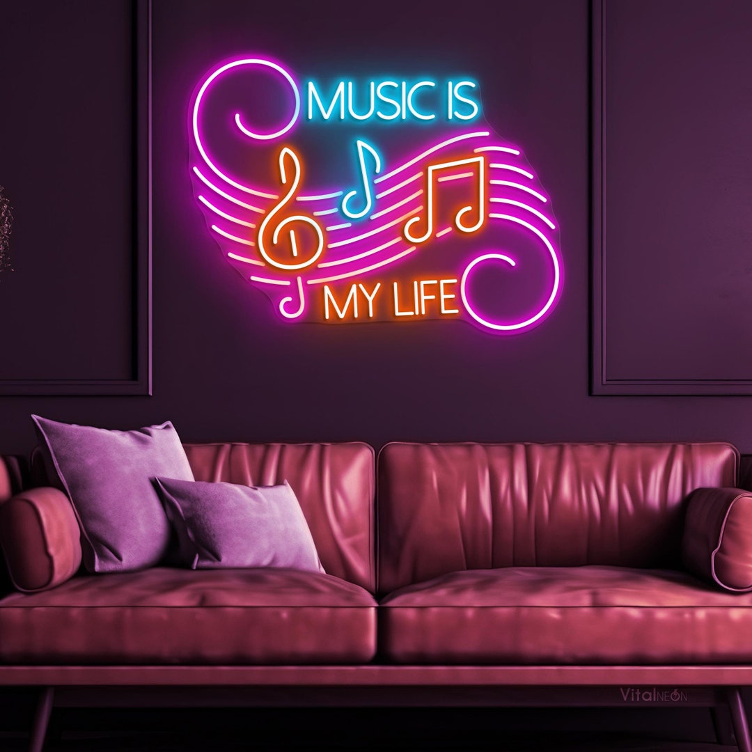 Music is My Life Neon Sign, Music is My Life LED Light, Musical ...