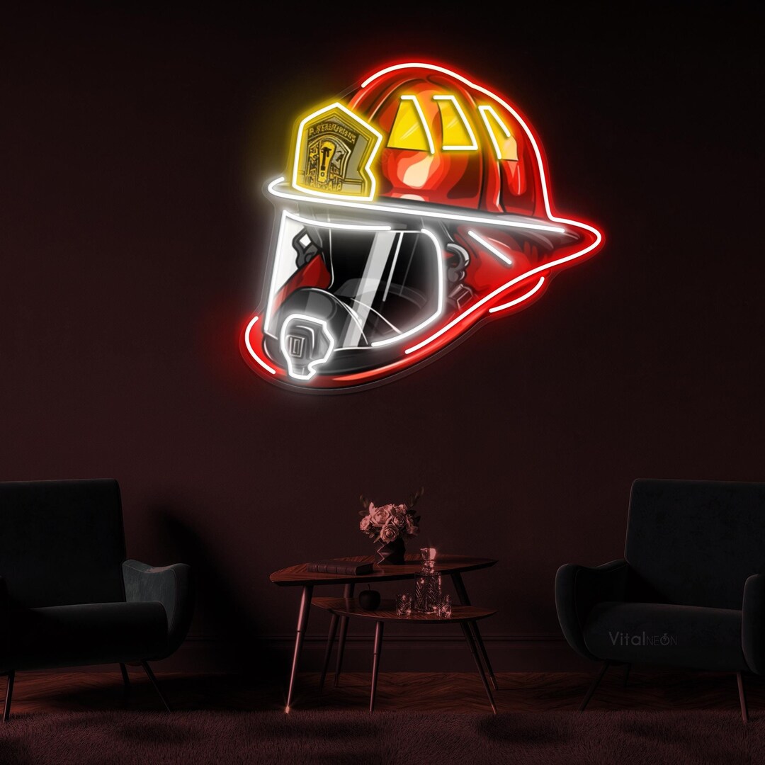 Firefighter Helmet With Badge Sign, Firefighter Helmet LED Light, Fire ...