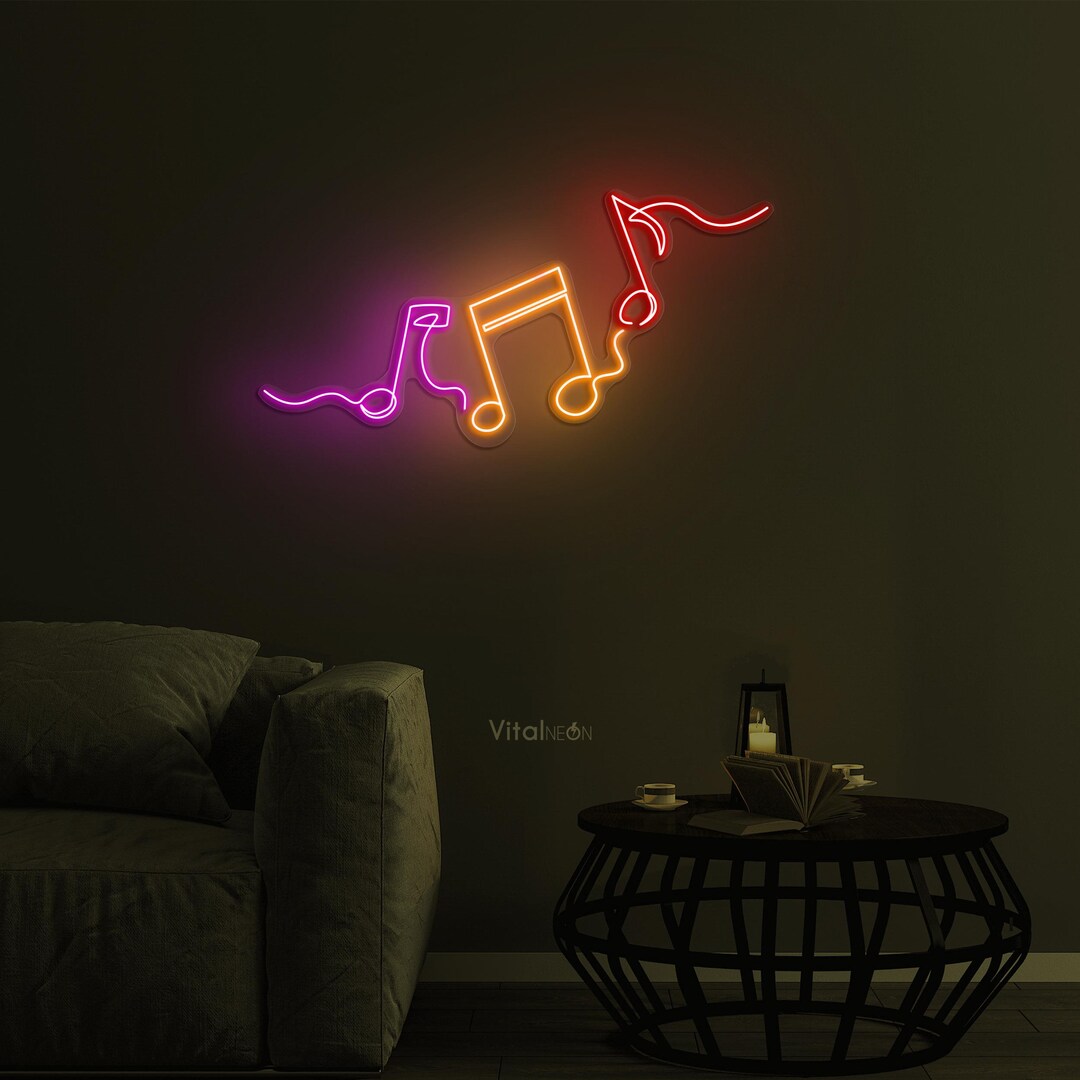 Music Notes Neon Sign, Music Notes LED Light, Melody LED Neon Art ...