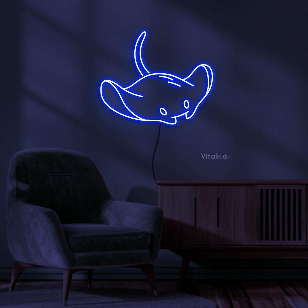 Stingray Fish Neon Sign, Stingray Fish LED Light, Swimming Stingray LED ...