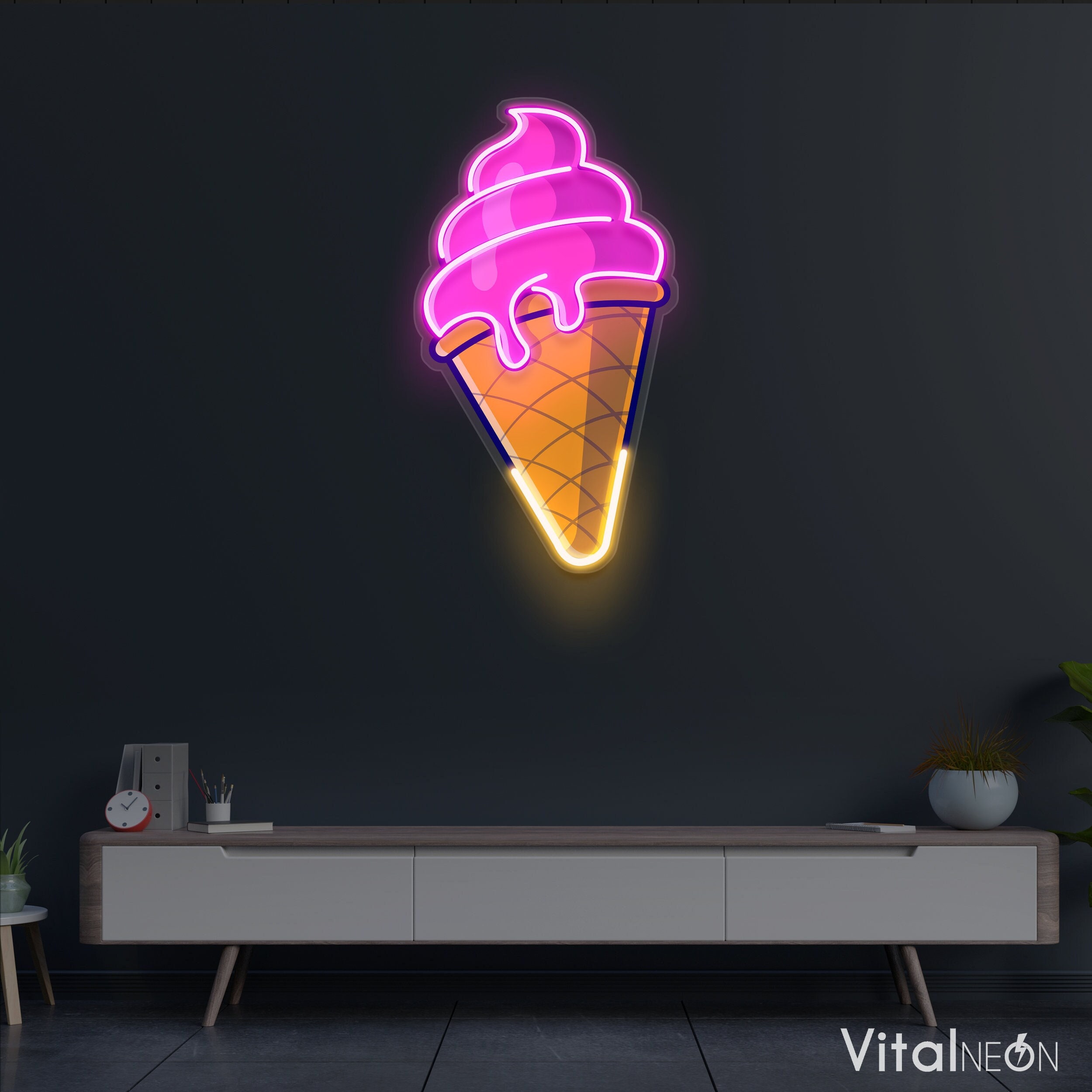 Ice Cream Neon Sign, LED Restaurant Wall Decor, Neon Bar Sign, Party ...