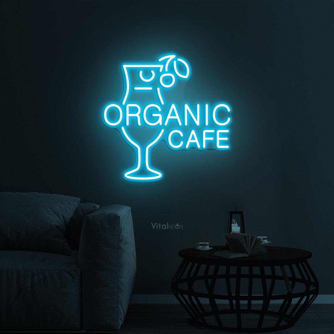Organic Cafe Neon Sign, Organic Cafe Neon Light, Juice Glass Wall Decor ...