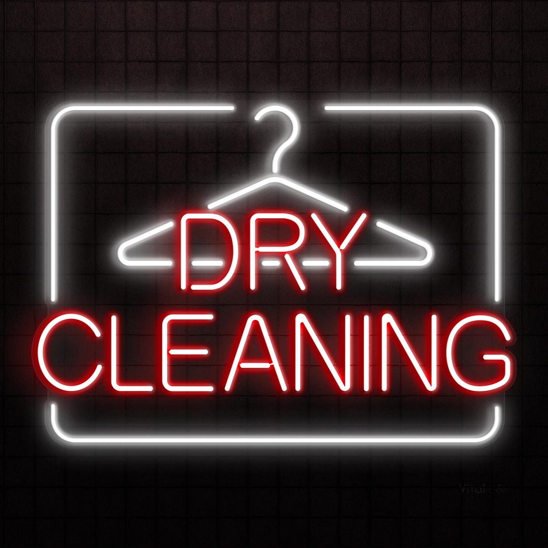 Dry Cleaning Neon Sign – Hanger Clothing Shop LED Wall Art for Clothing ...