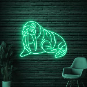 Walrus Neon Sign, Walrus LED Light, Animal Shop Wall Decor, Sea Animal ...
