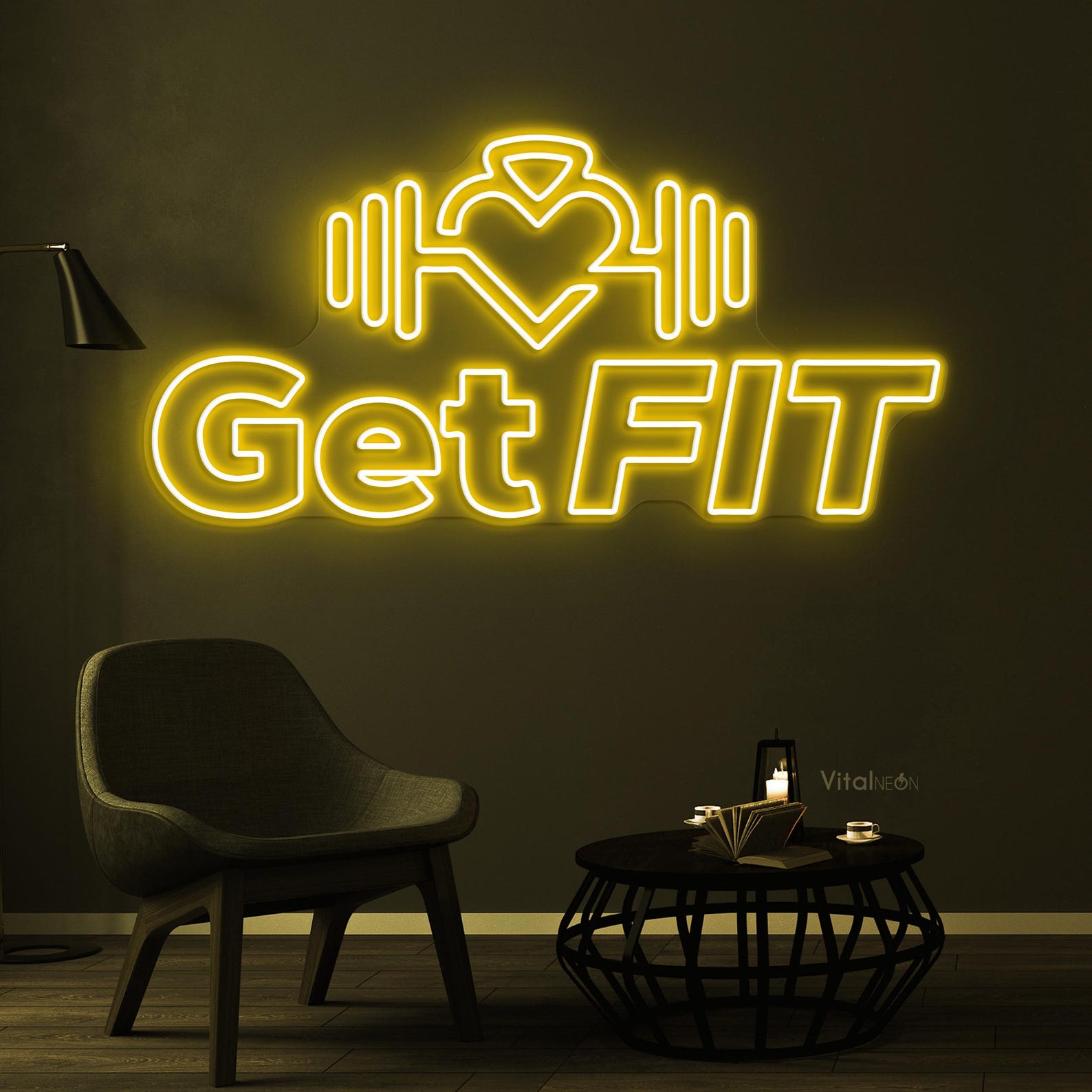 Get Fit LED Neon Sign, Gym Decor, Fitness Wall Art - Etsy