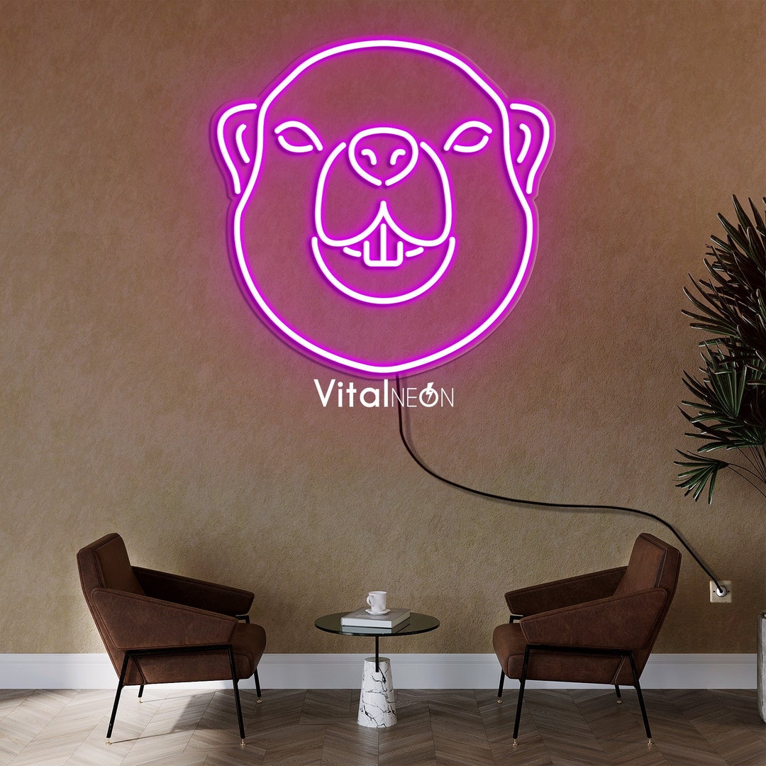 Groundhog Neon Light, Groundhog Neon Sign, Animal LED Signs for Room ...