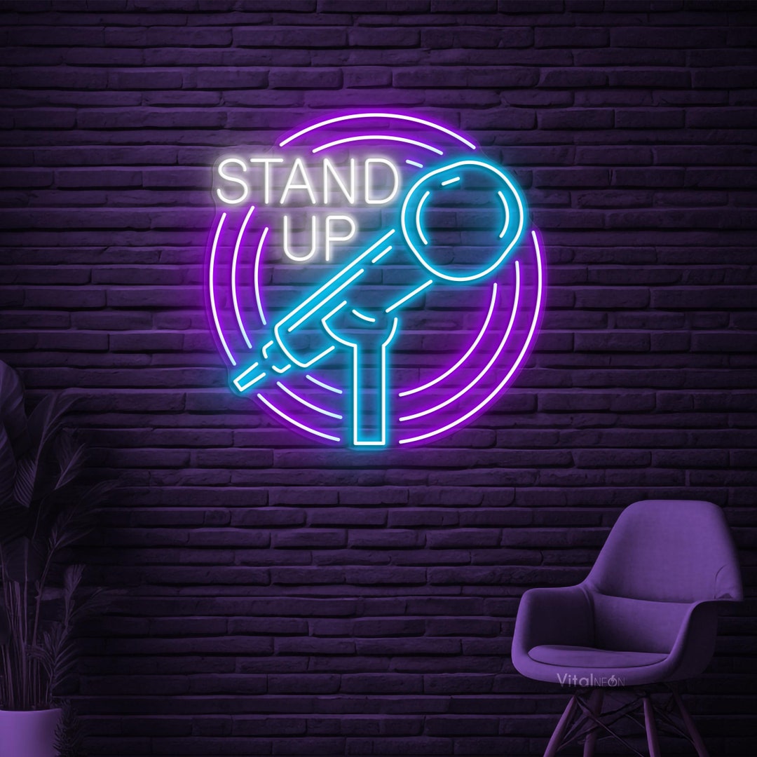 Stand up Neon Sign, Stand up LED Light, Stand up Mic Wall Decor, Comedy ...