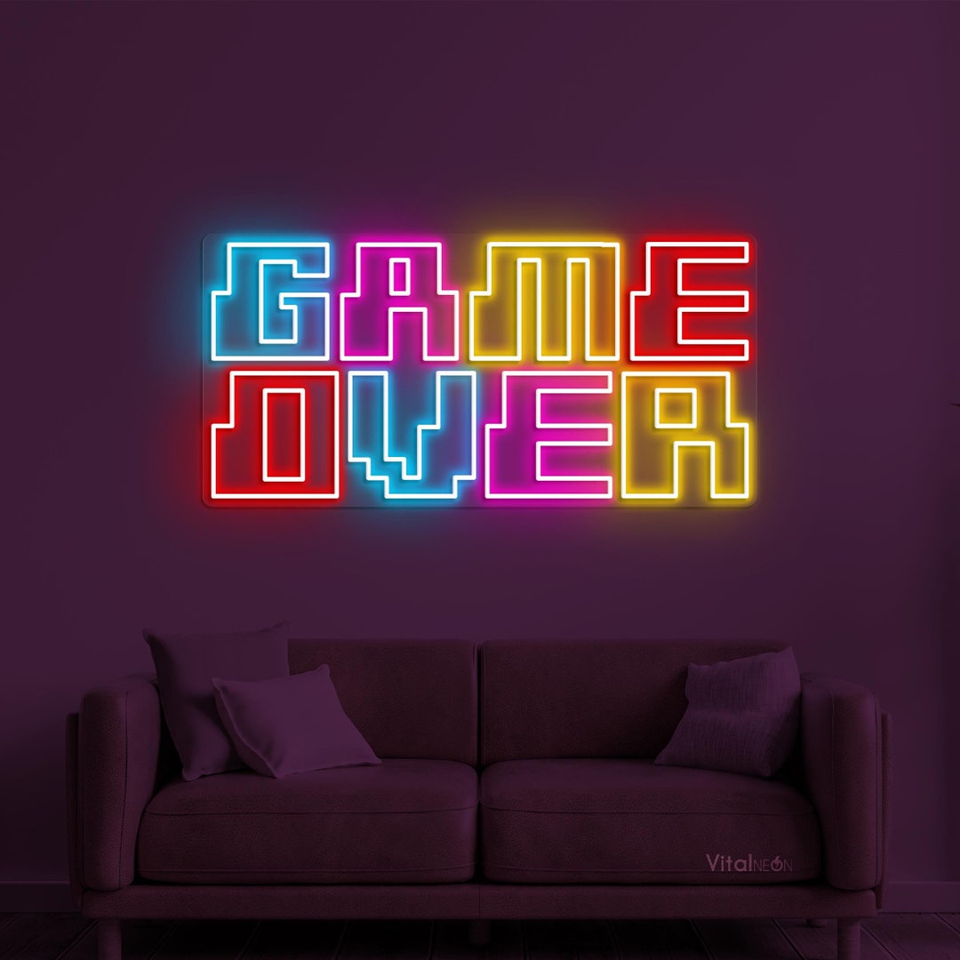 Game Over Neon Sign, Game Over LED Light, Game Room Wall Decor, Custom ...