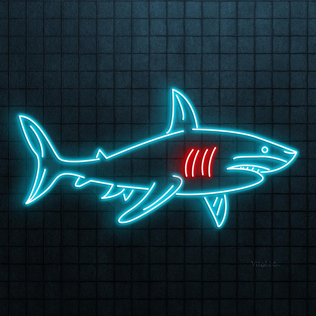 Shark Neon Sign, Shark LED Light, Fish Shop Wall Decor, Beach House ...