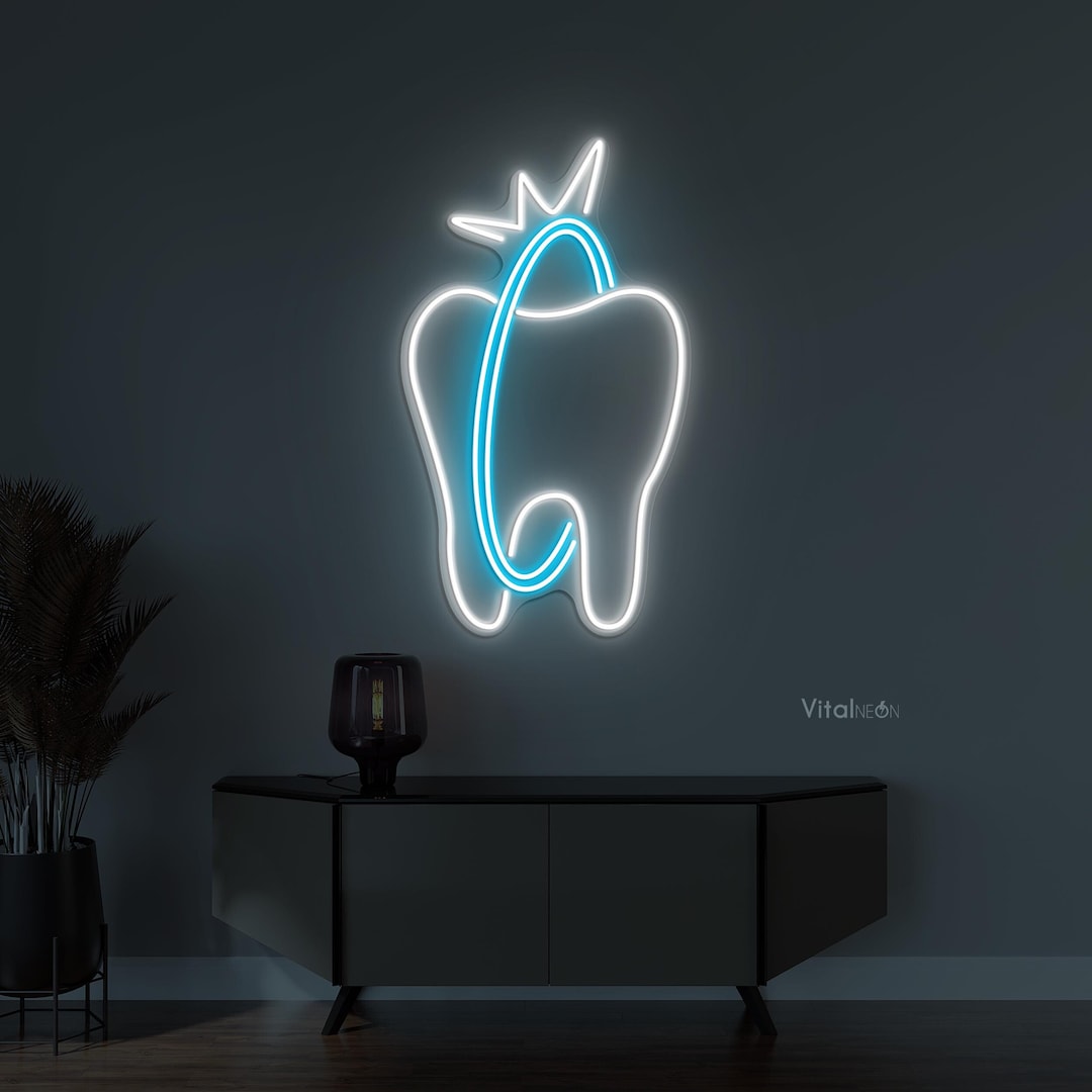 Tooth Neon Sign, Tooth LED Light, Dentist Wall Decor, Teeth Hospital ...