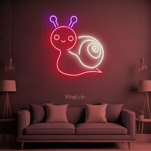Snail Neon Sign, Cute Snail LED Neon Light, Snail Neon Art, Snail Wall ...