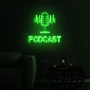 Podcast Neon Sign, Podcast LED Light, Microphone Neon Light, News ...