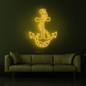 Anchor Neon Sign, LED Light for Anchor Lovers, Navy Decor, Custom ...