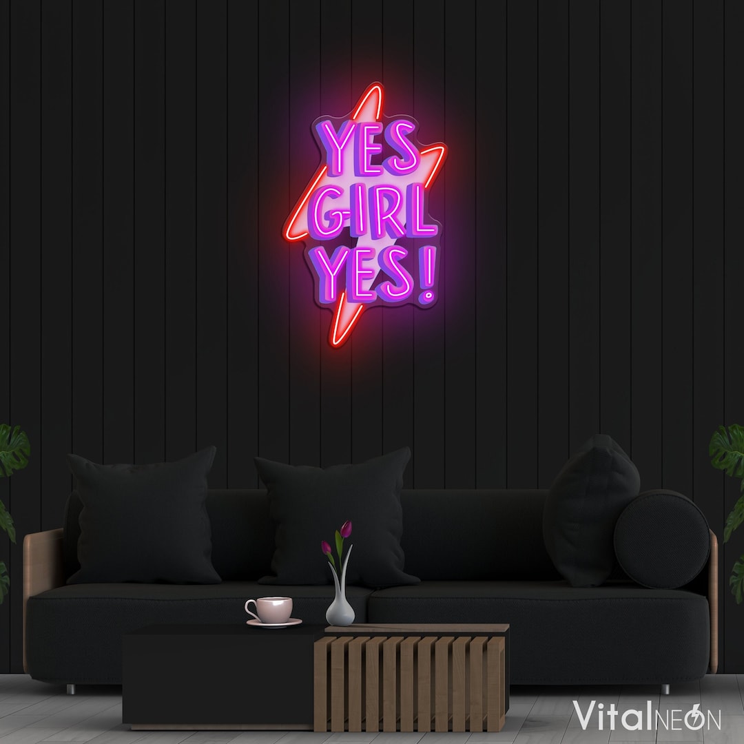 Yes Girl Yes Neon Sign, LED Pop Art Wall Decor, Motivational Neon Light ...