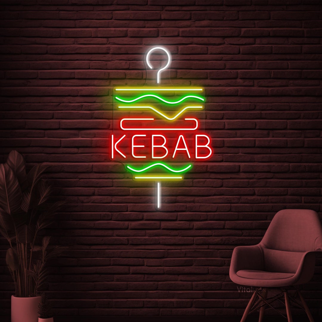 Kebab Neon Sign, Kebab Neon Light, Restaurant Wall Decor, Doner Kebab ...