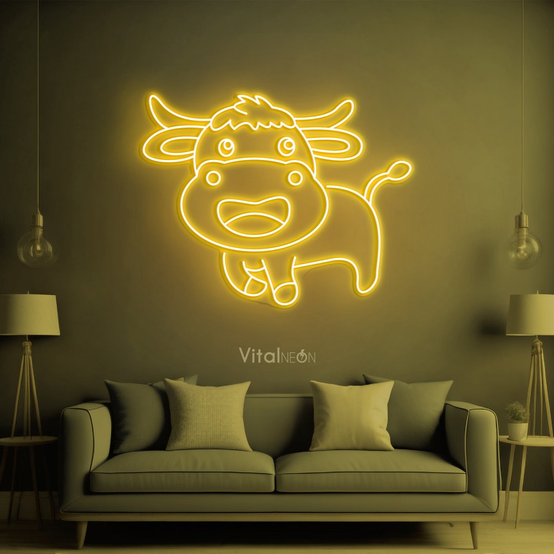 Cow Neon Sign, Cow Neon Light, Cow Wall Art Sign for Animal Lovers ...