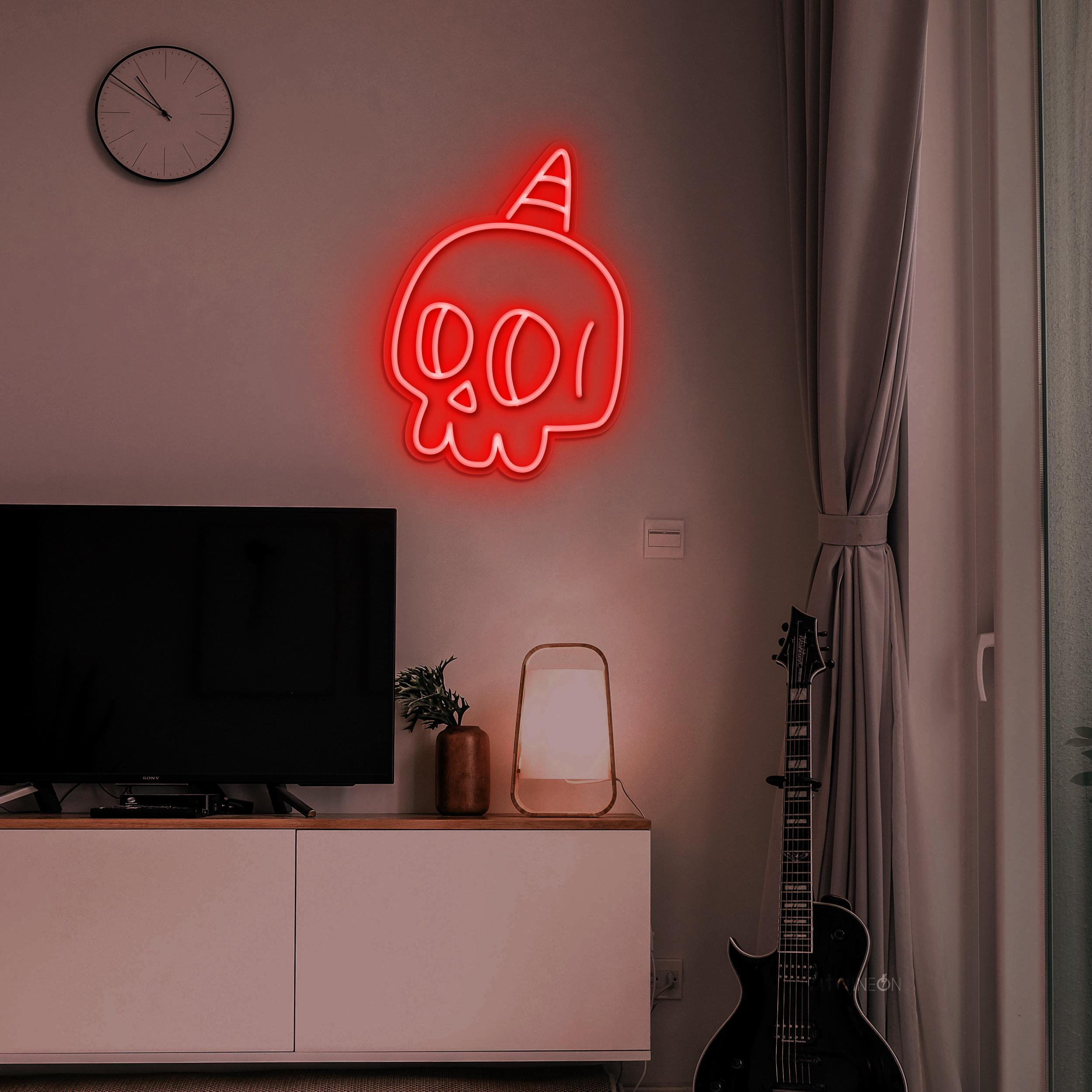 Skull Neon Sign, Skull Head LED Light, Spooky Skull Wall Art, Halloween ...