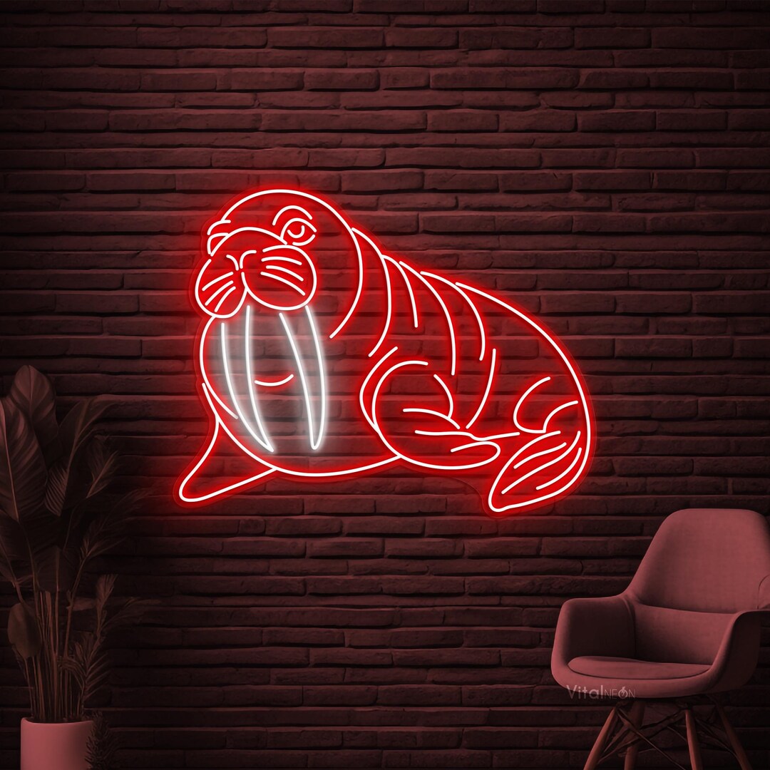 Walrus Neon Sign, Walrus LED Light, Animal Shop Wall Decor, Sea Animal ...