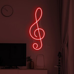 Treble Clef Neon Sign, Treble Clef LED Light, Musical Note Wall Decor ...