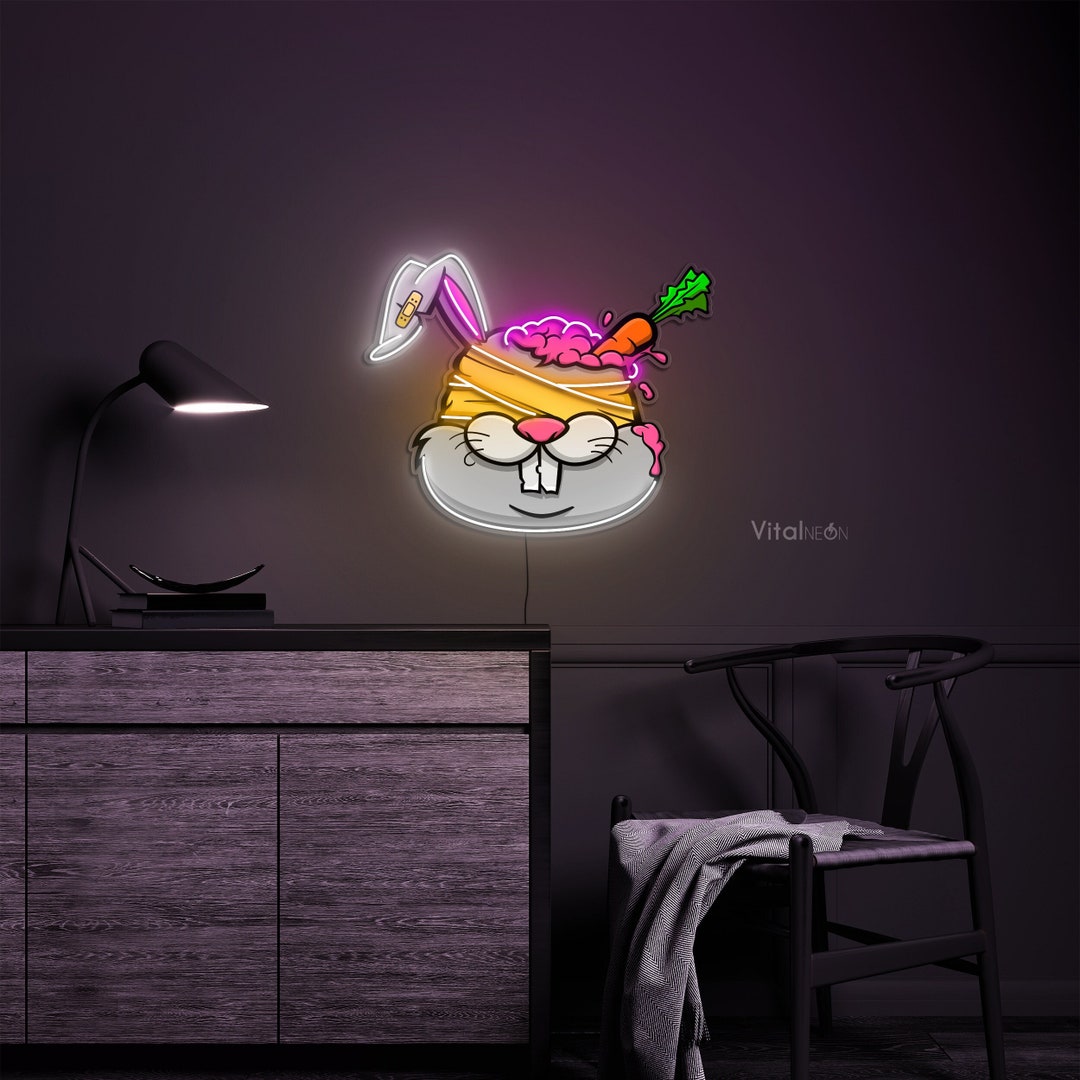 Rabbit Neon Light, Rabbit Head Neon Sign, Rabbit Led Neon Pop Art Sign ...