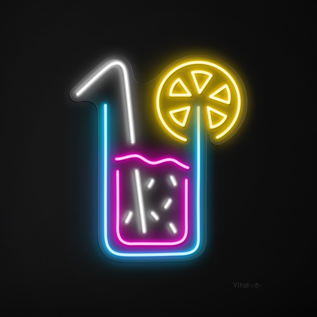 Cocktail Neon Sign – LED Bar Light, Cafe Wall Art, Party Lounge Decor ...