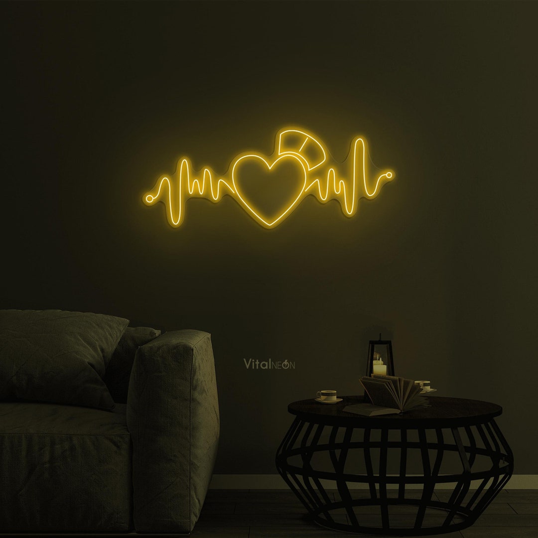 Heartbeat With Pill Neon Sign, Heartbeat Light, Heartbeat With Pill LED ...