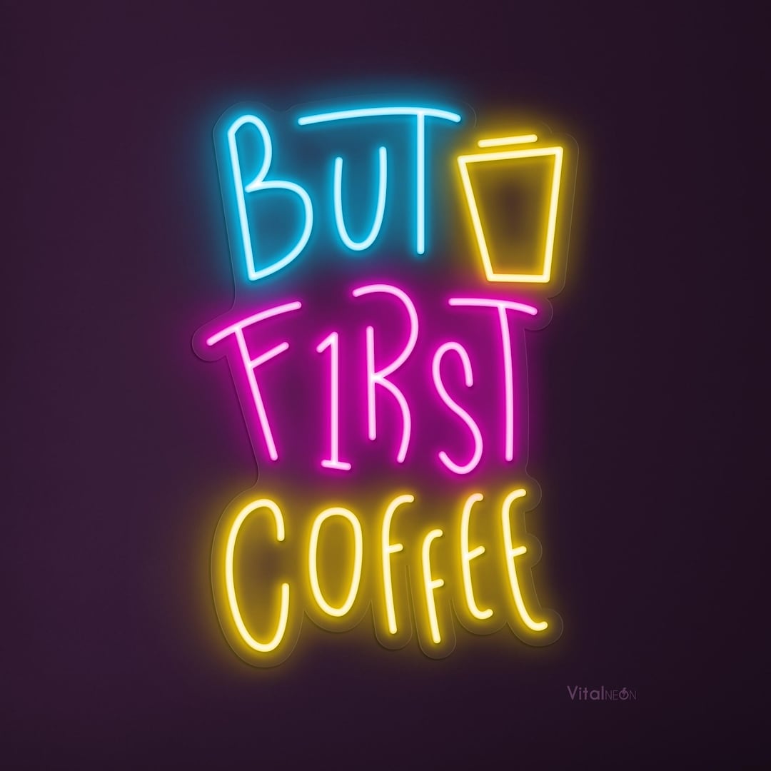 But First Coffee Neon Sign LED Light Cafe Bar Wall Art Kitchen Office ...