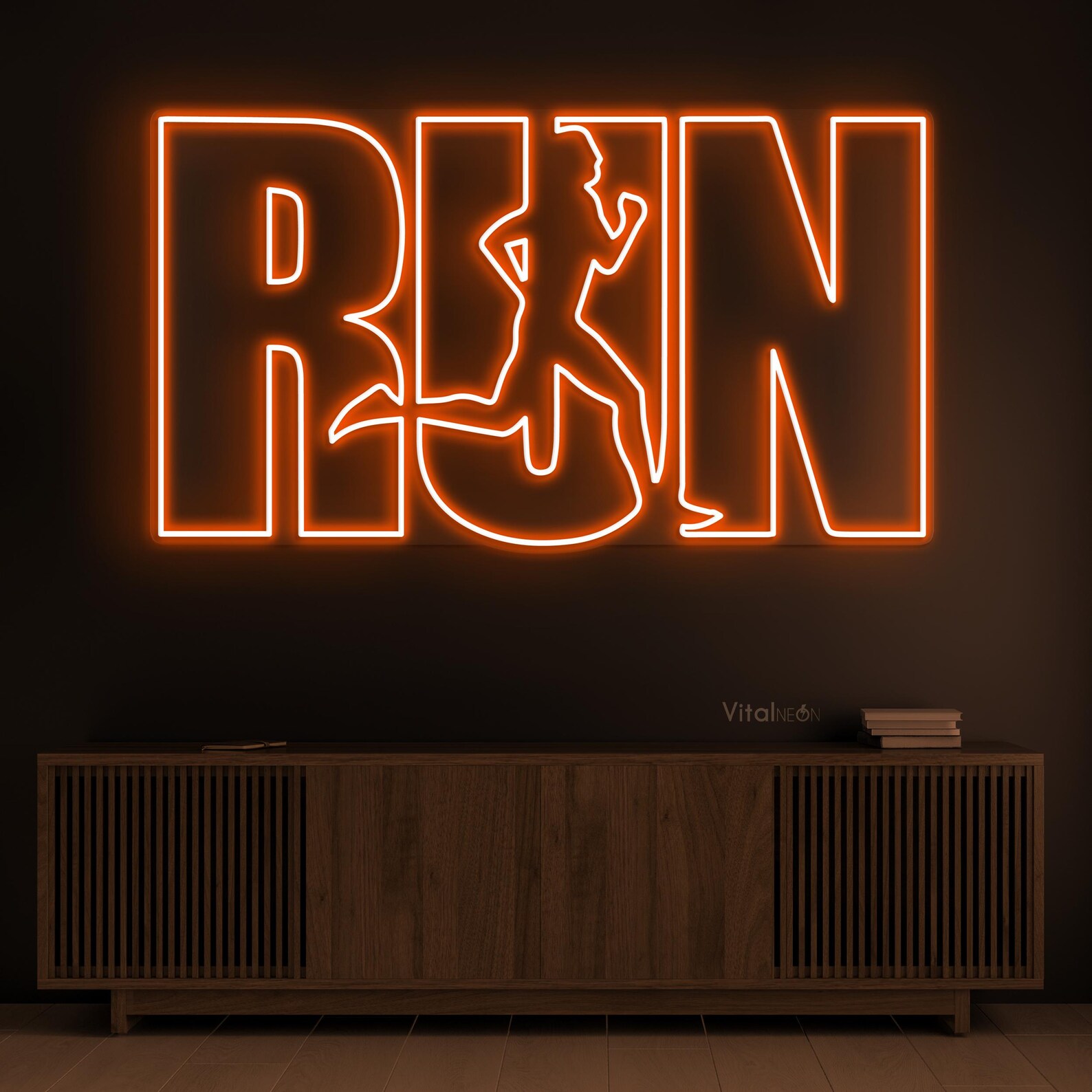 Run Neon Sign, Run LED Light, Run Logo Wall Decor, Gym Wall Art, Runner ...