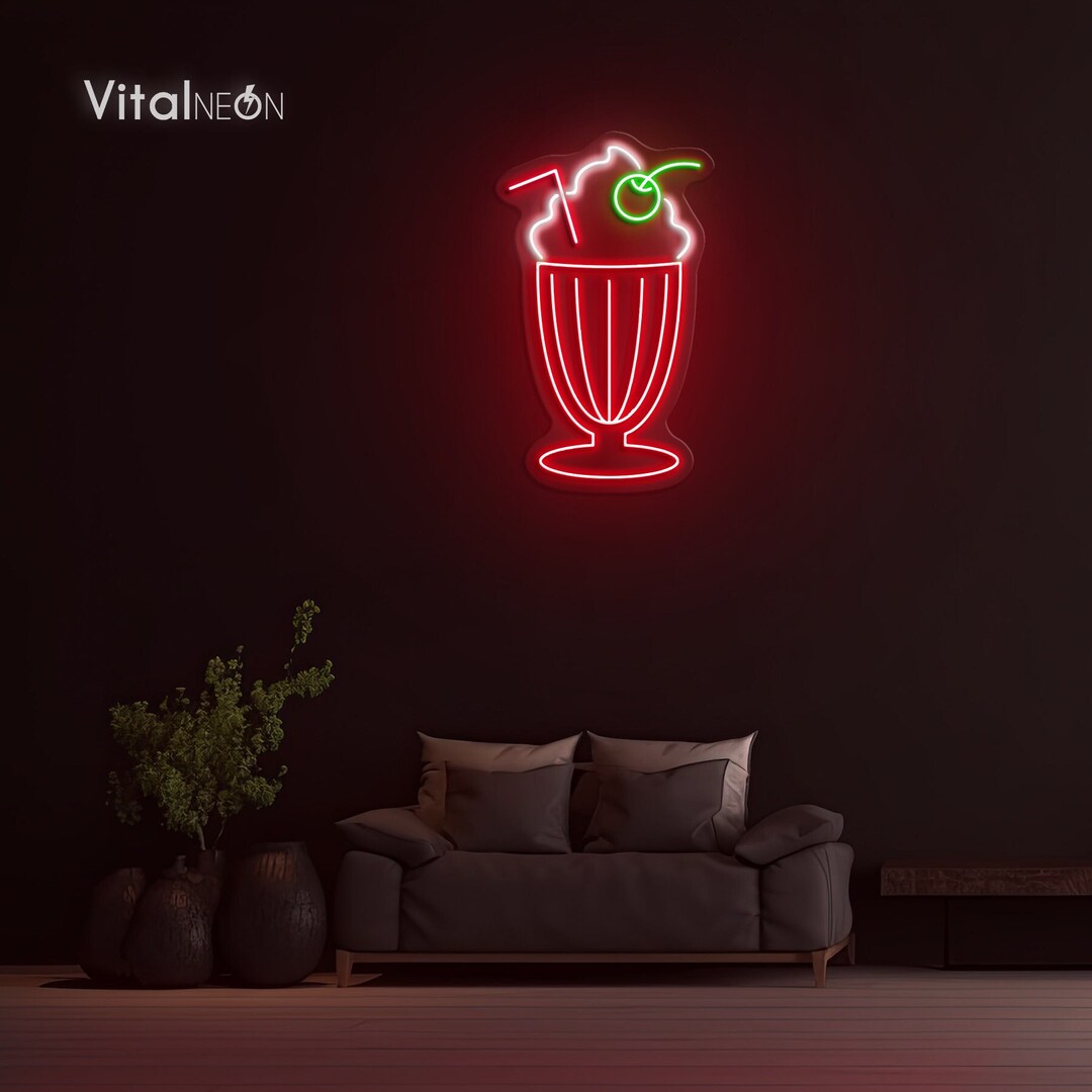 Milkshake Neon Sign, LED Wall Art for Kitchen and Dining, Perfect for ...
