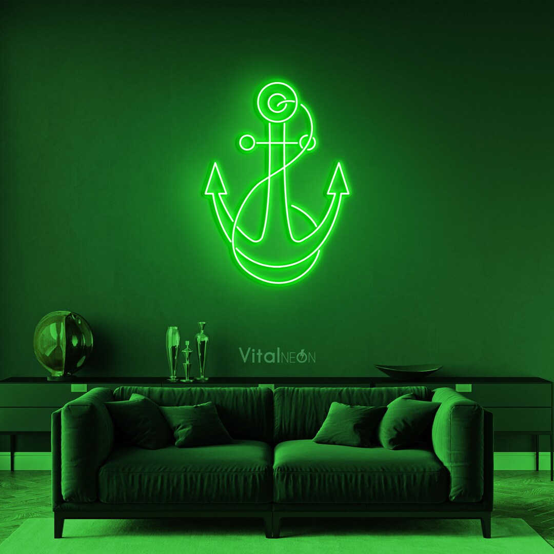 Anchor Neon Sign, Anchor Neon Light, Beach Club Decor, Sailor Bedroom ...