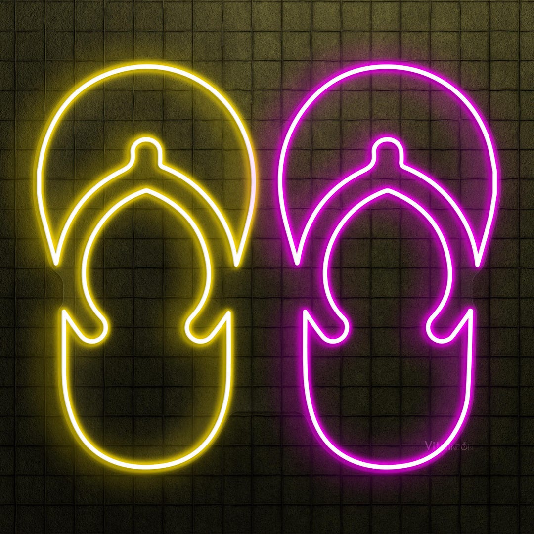 Flip Flop Neon Sign LED Light Beach House Wall Art Shoes Shop Business ...