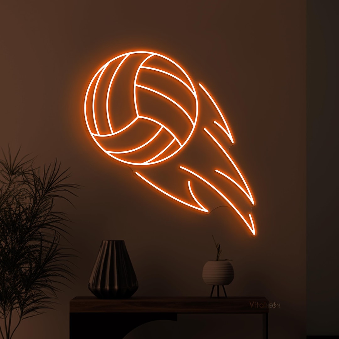 Flaming Volleyball Neon Sign, Fire Volleyball LED Light, Volleyball ...