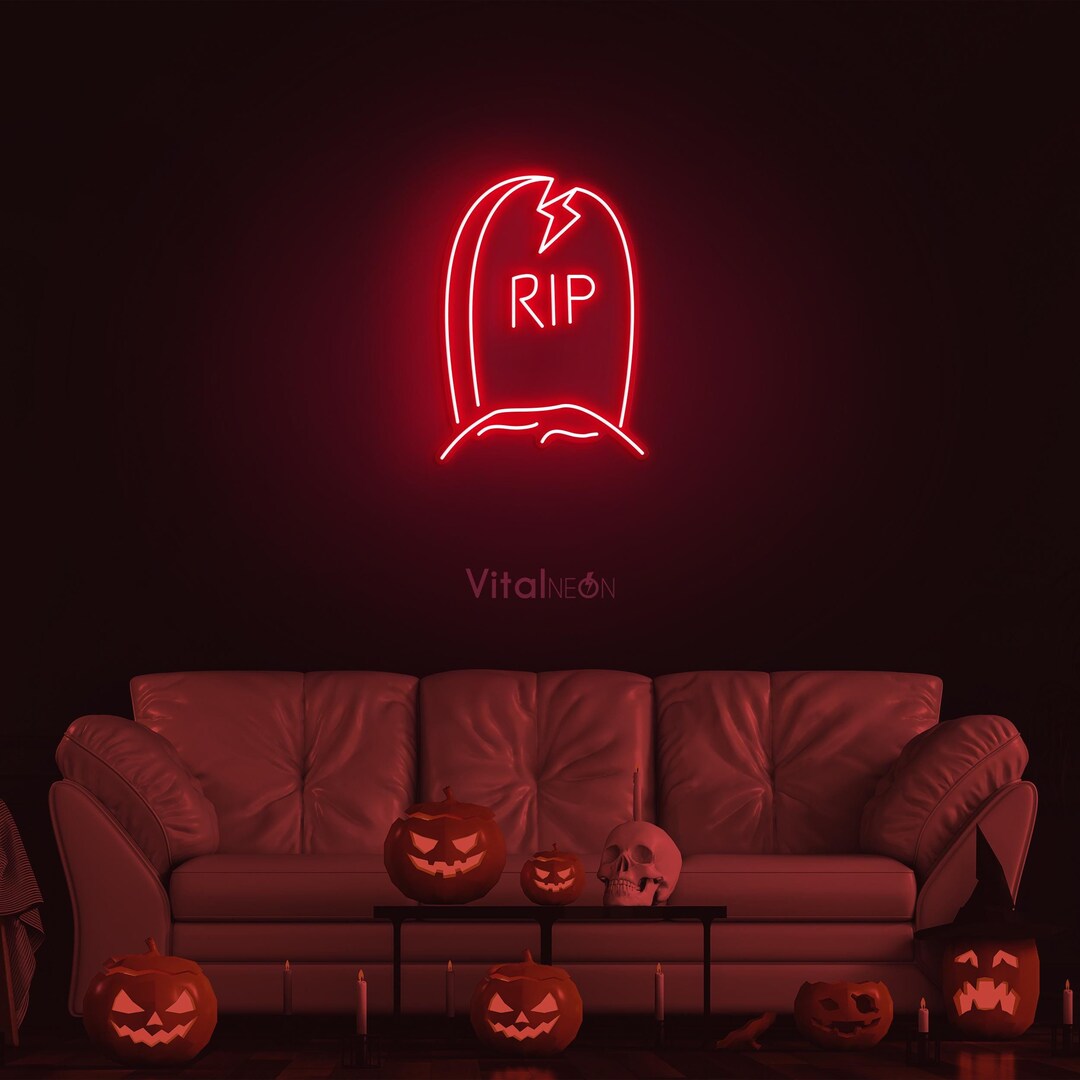 RIP Neon Sign, Rip LED Light, Grave RIP Led Neon Art, Headstone ...