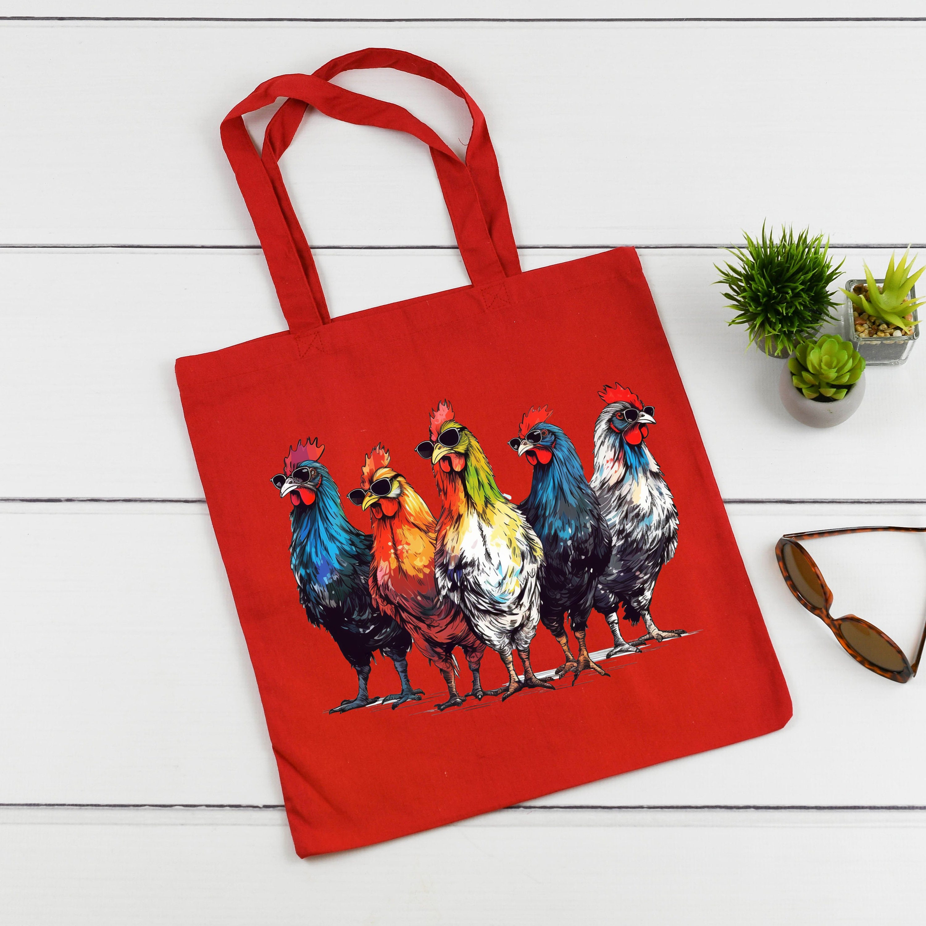 Chickens Tote Bag ,animal Lover Gift, Gift for Chicken Lover, Group of ...
