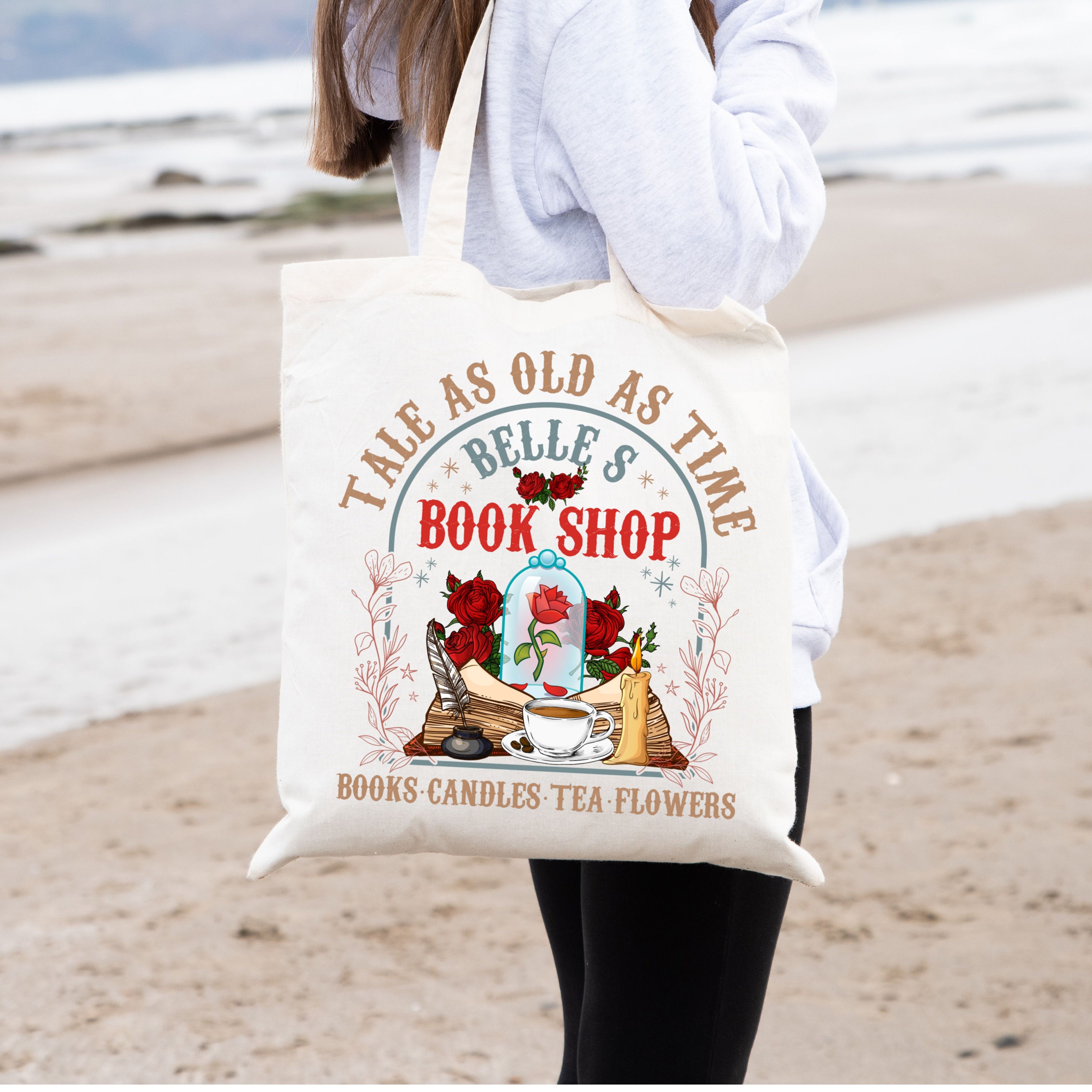 Tale as Old Time Belle's Book Shop Tote Bag, Vintage Tale as Old as ...