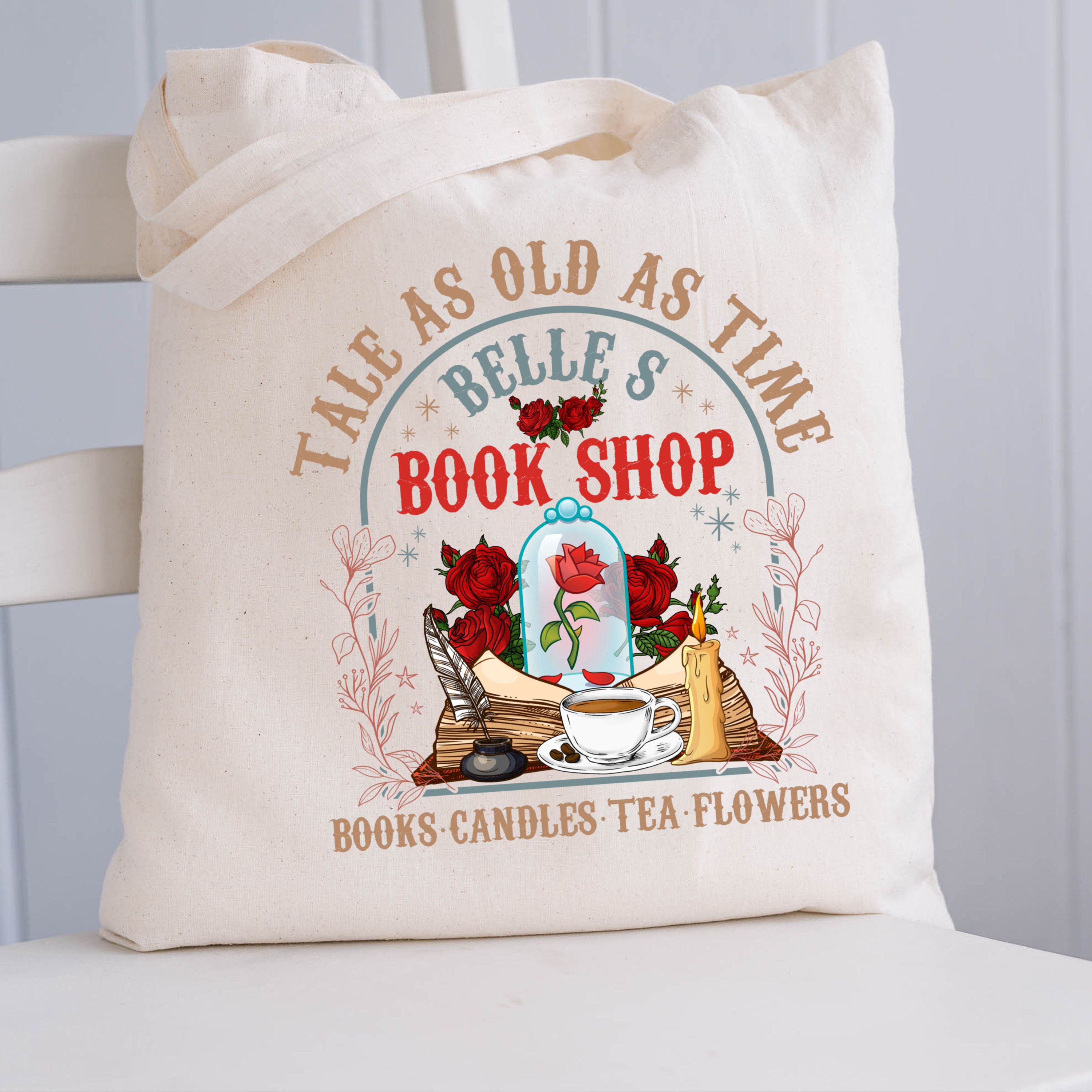 Tale as Old Time Belle's Book Shop Tote Bag, Vintage Tale as Old as ...