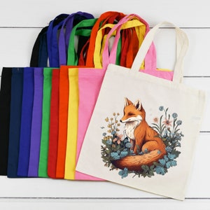 Floral Fox Tote Bag, Animal Lover Bag, Gift for Her, Book Lover Gift ...