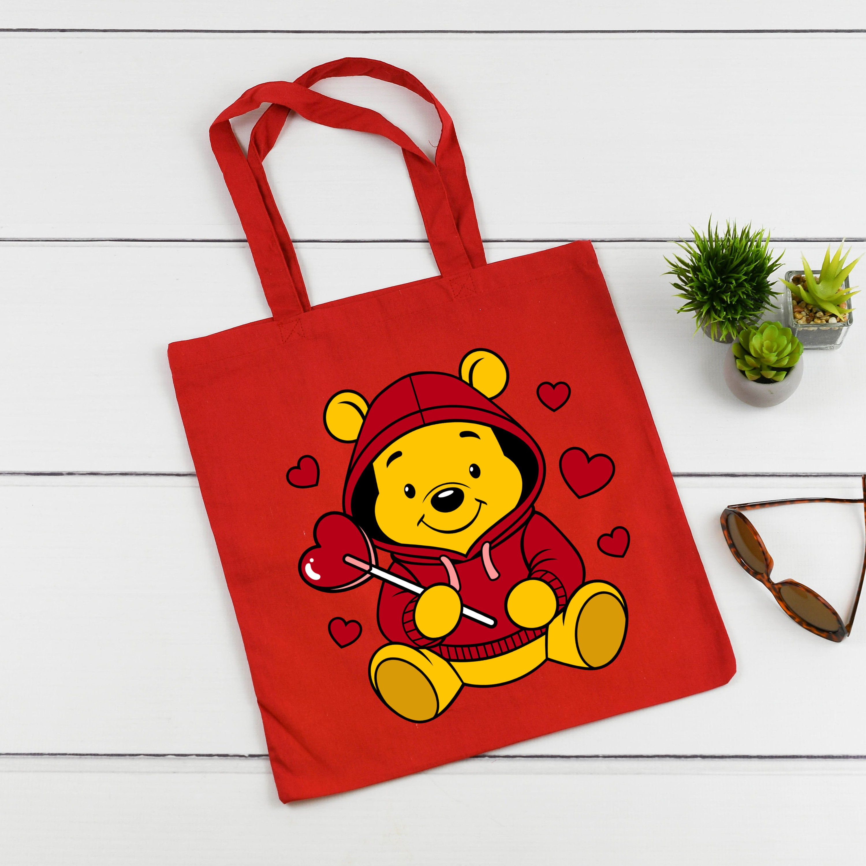 Pooh Bear Tote Bag, Winnie the Pooh Bag, Cute Bear Tote Bag, Heart Bag ...