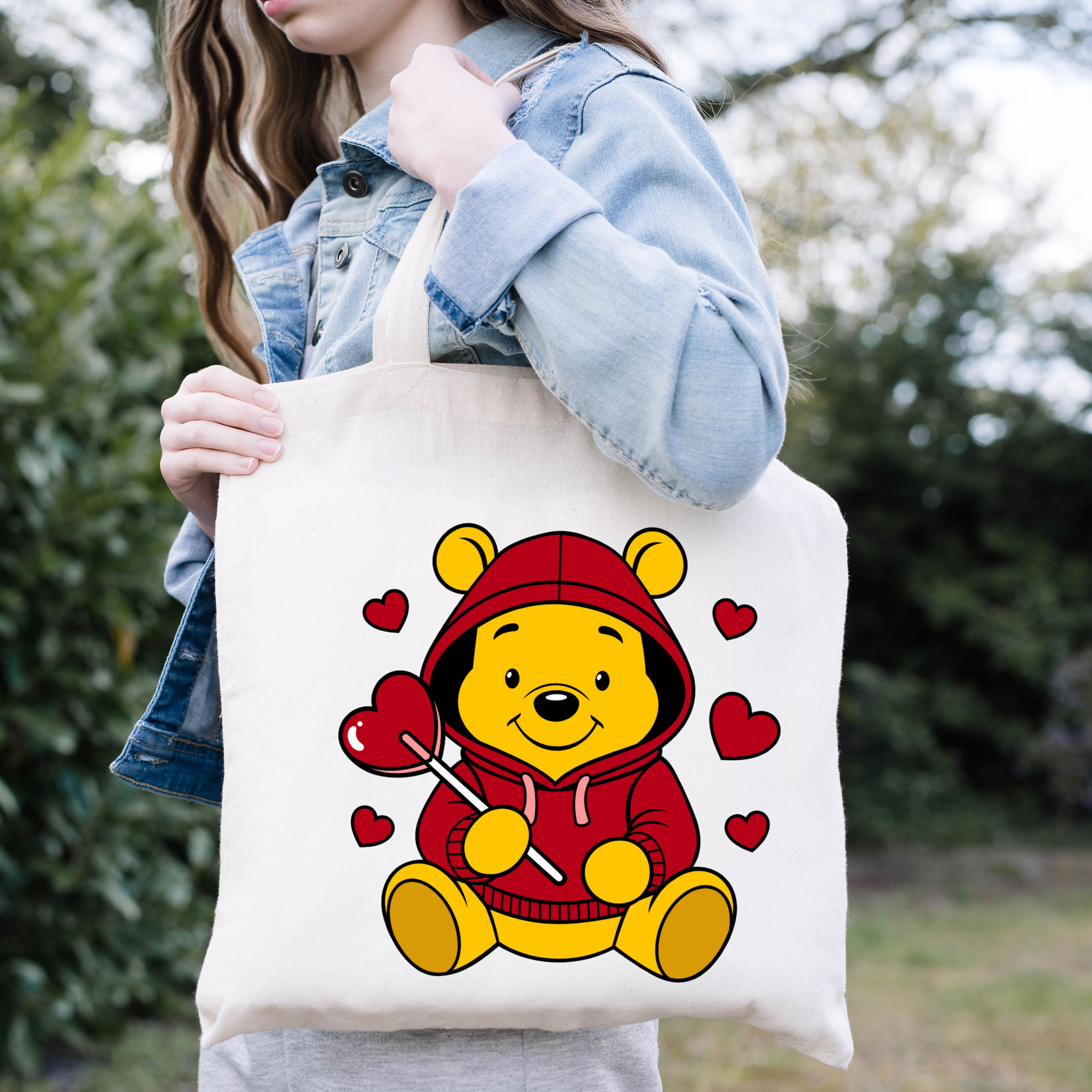 Pooh Bear Tote Bag, Winnie the Pooh Bag, Cute Bear Tote Bag, Heart Bag ...